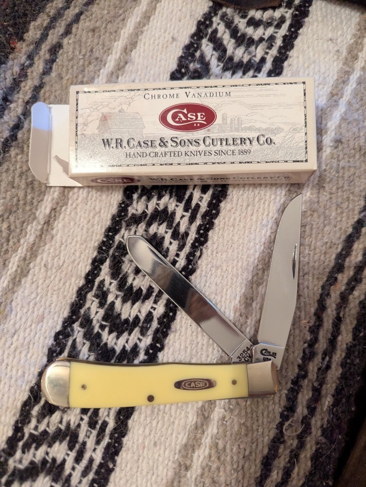 Case XX Knives Mini Trapper Smooth Yellow Delrin Carbon Steel Pocket ...