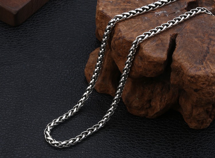 925 Sterling SILVER HEAVY WHEAT CHAIN Necklace 5mm Engraved Clasp ...