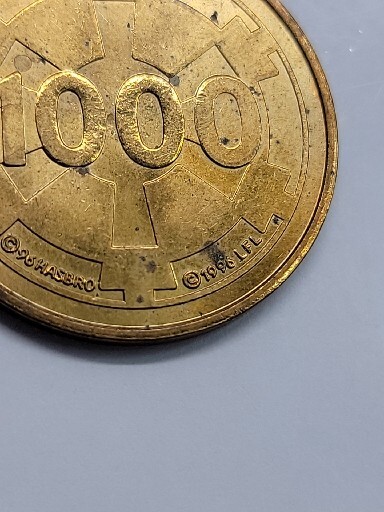 Starwars Galactic 1000 Credit Imperial Coin Token Medal 1996 Hasbro ...