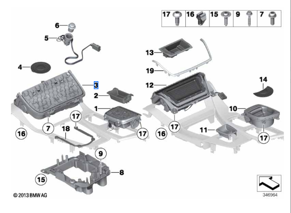 BMW 5 F10 Cup Holder Center Console 51169277262 Genuine OEM for sale ...
