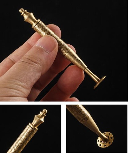 Antique Brass Color 2 in 1 Carved Smoking Pipe Tamper Brass Pick ...