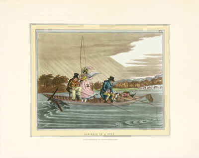 VTG c1920s-30s Satirical Eng Fishing Print PATIENCE IN A PUNT, Thomas ...