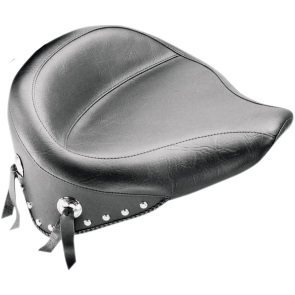 Black Studded Wide Touring Solo Driver Seat w Conchos Softail Springer ...