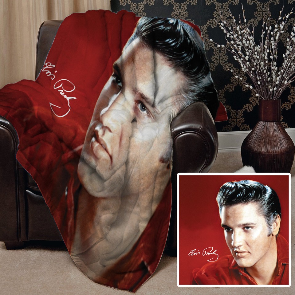 Elvis Presley Red Print Soft Fleece Throw Blanket | eBay