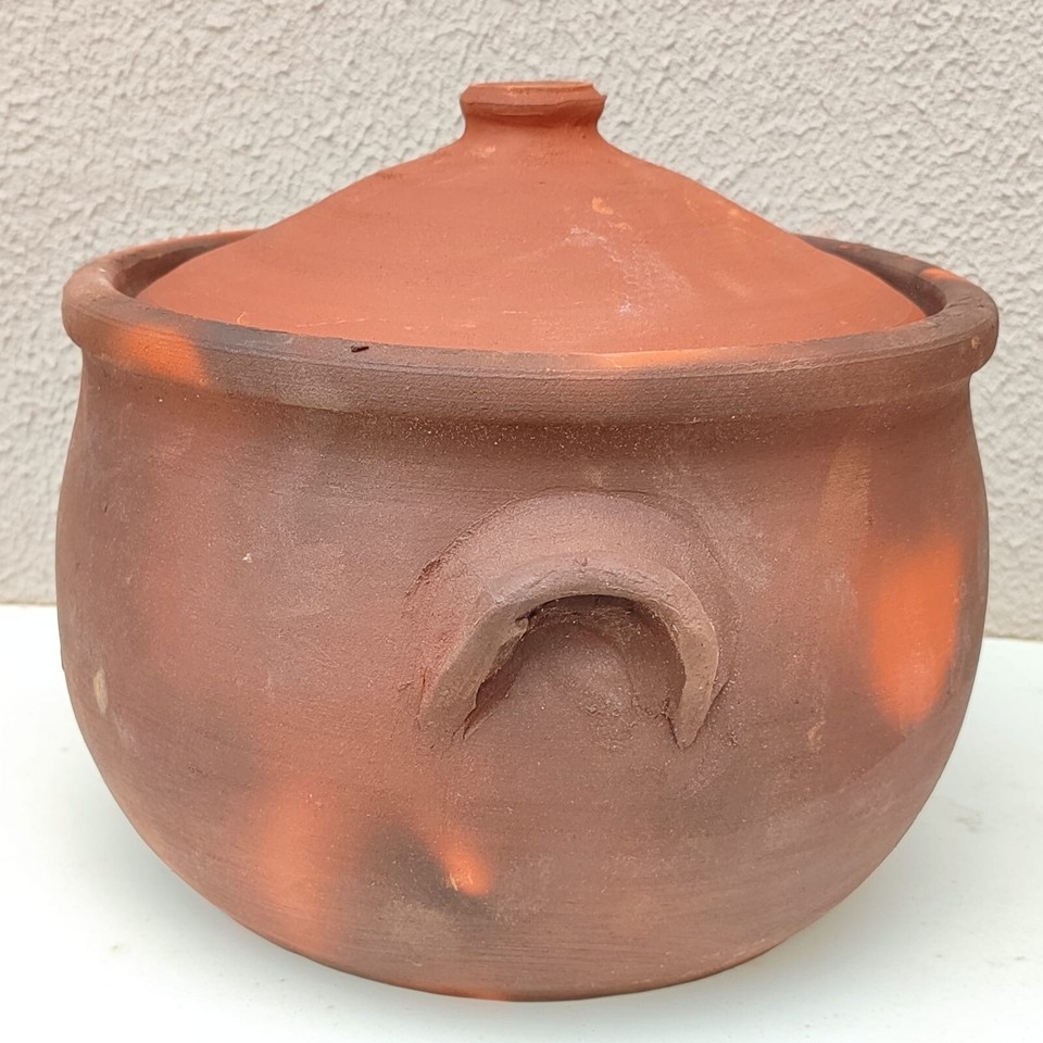 150 fl oz Handmade Clay Cooking Pot with Lid Natural Cookware ...