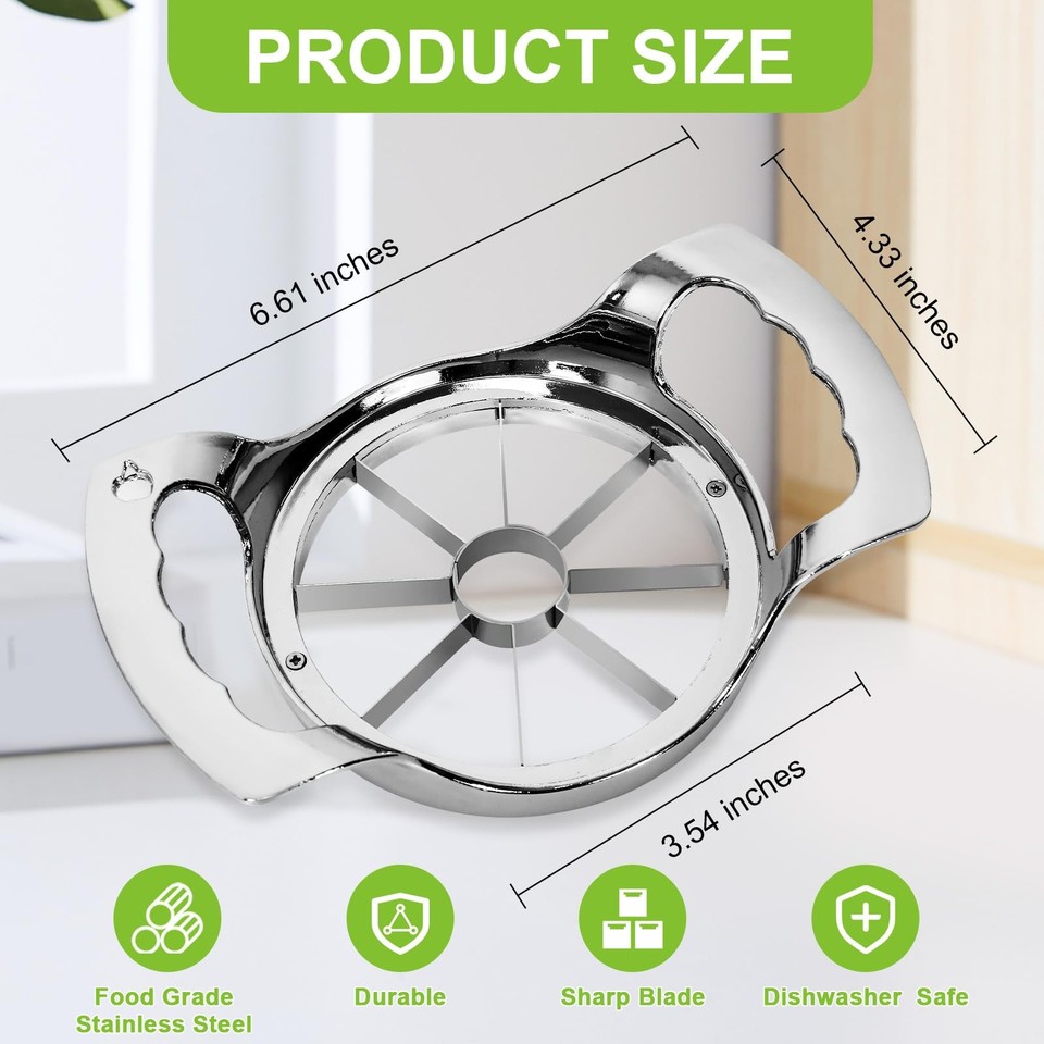 Large 8 Slices Apple Slicer and Corer Sharp Heavy Duty Stainless Steel ...