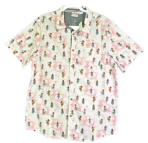 RON JON Hula Heaven Hawaiian Vibe Men's M Short Sleeve Button Up Shirt ...