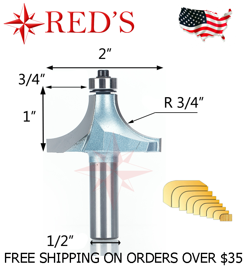 Tideway Carbide IND LC06022408 3/4" Radius Round Over 1/2" shank router ...