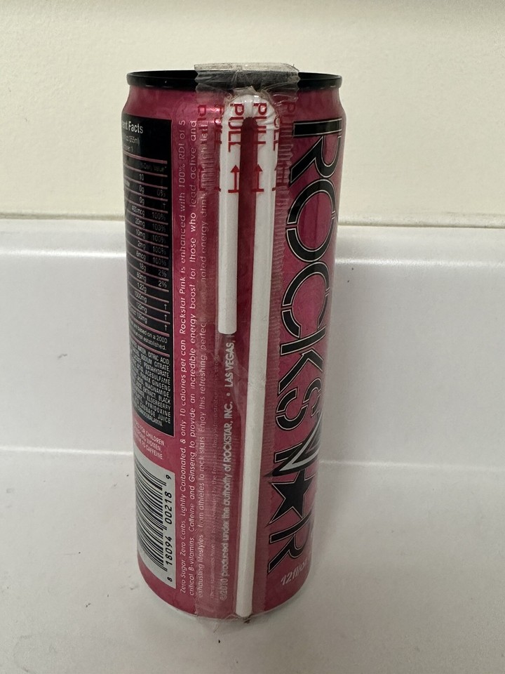 Rare Pink Rockstar Energy Perfectly Carbonated 12 Oz Can With Straw ...