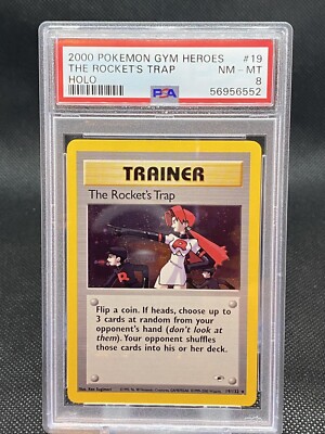 2000 POKEMON GYM HEROES THE ROCKETS TRAP HOLO PSA 8 NM MT TEAM ROCKET ...