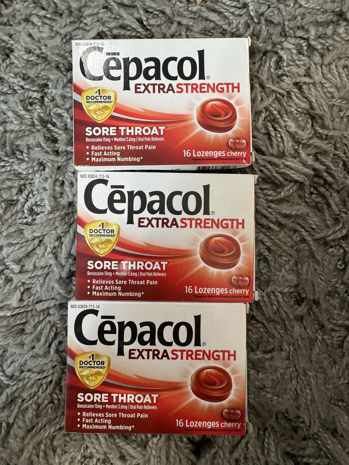3X Cepacol Extra Strength Sore Throat & Cough Relief Lozenges Cherry ...