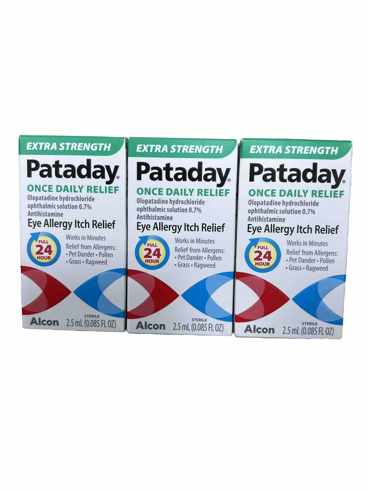 LOT OF 3 Alcon Pataday Extra Strength Once Daily Relief Eye Drops EXP ...