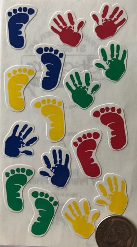 BABY PRINTS/PRIMARY Stickers(16pc) 2.5"x4.5"Baby•Feet•Newborn•Infant ...