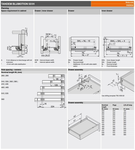 Blum Single Extension Tandem Runner with Blumotion - 551H410 | eBay UK