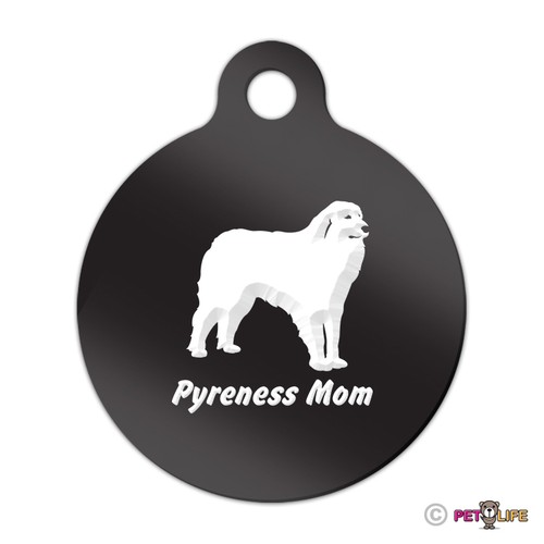 Great Pyrenees Mom Engraved Keychain Round Tag w/tab v2 pyr Many Colors ...
