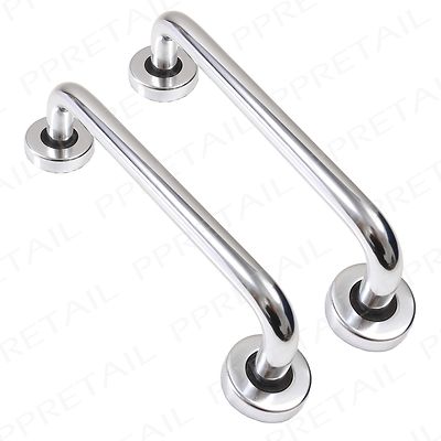 2x HEAVY DUTY 9" Aluminium Round Bar Door Handle & Screws Polished Pull ...