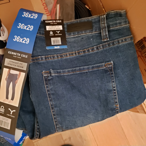 Kenneth Cole New York Men's 36 29 Straight Fit Comfort Stretch Blue ...