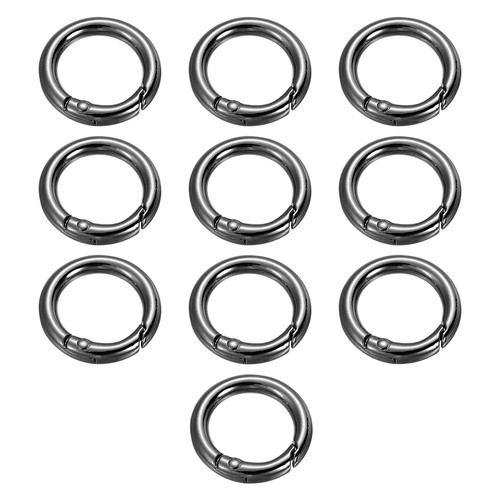 10 pcs 25x18x4mm Spring Gate O Rings Round Snap Clip for Keyrings Black ...