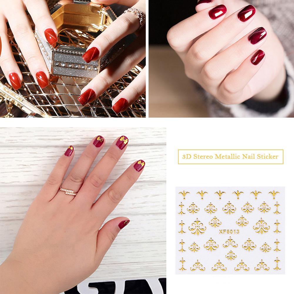 Charm Nail Foils Metallic 3D Nail Stickers Beauty Nail Art Decor ...