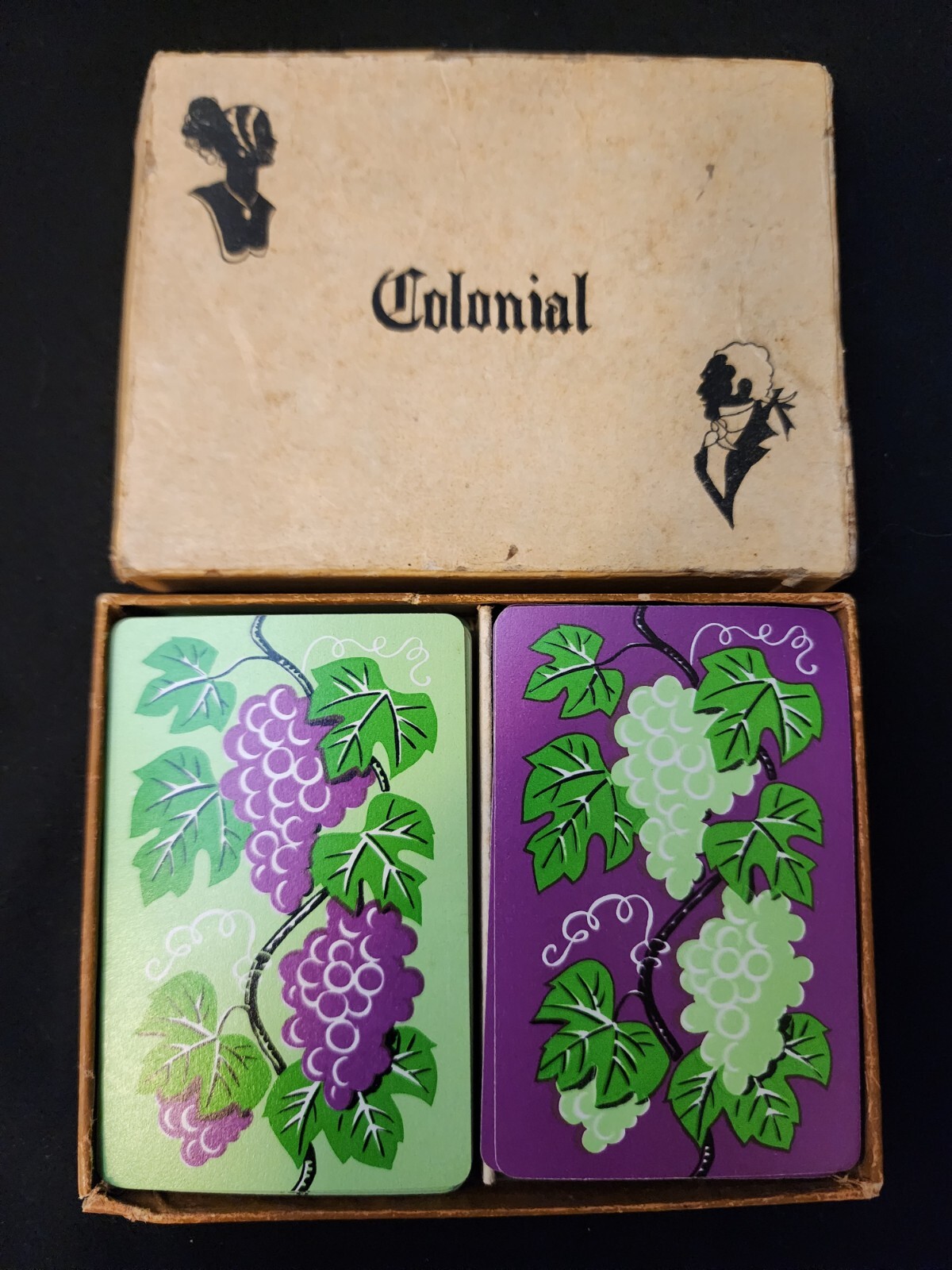Vintage Double Set Colonial Playing Cards in Box 1960s Grapes B3 | eBay
