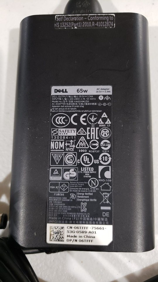 DELL 65W 19.5V 3.34A AC Adapter Charger Power Supply HA65NM130 | eBay