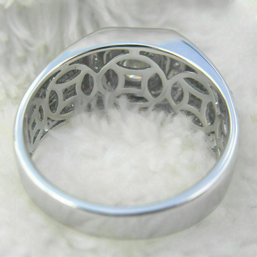 2.05CT Round Brilliant CZ Man's Pave Setting Engagement Ring In 935 ...