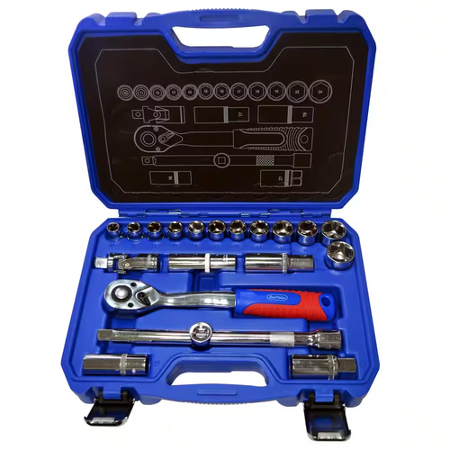 1/2 In. Socket Hand Tool Kit Set Polished Chrome Finished (21-Piece ...