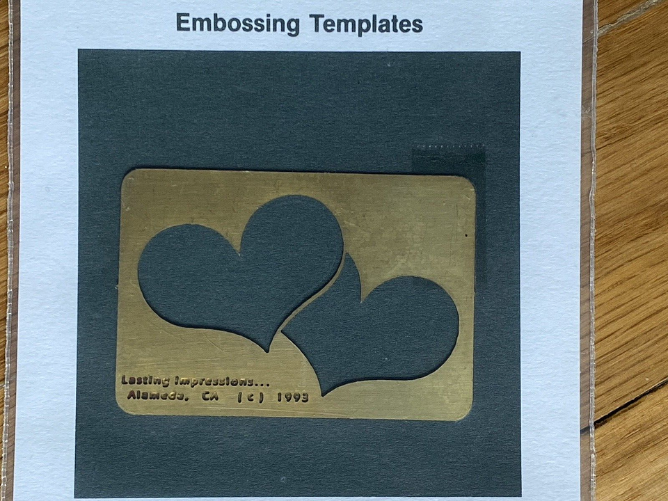 Brass Embossing Template Double Hearts Lasting Impressions 2-1/4" x 1-1 ...
