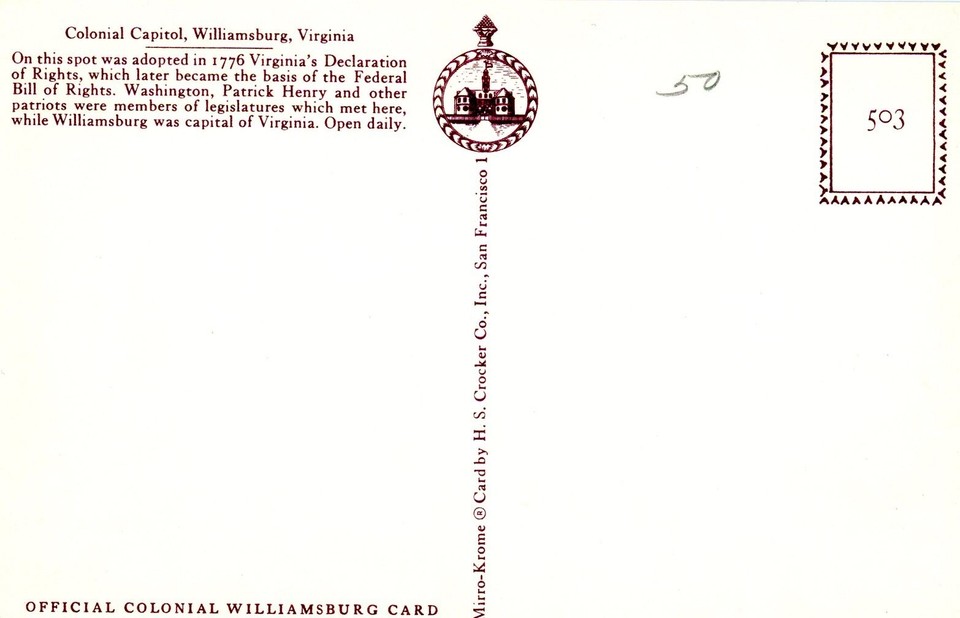 Colonial Capitol, Williamsburg, Virginia --POSTCARD | eBay