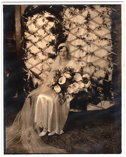 VINTAGE BRIDAL PICTURE PHOTO ANTIQUE WEDDING PORTRAIT GIRL BRIDE DRESS ...