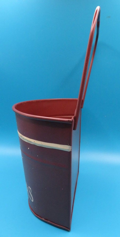 Rustic Metal Half Pail Planter Hanging Or Stand Door Wall MAIL HOLDER ...