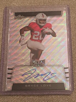 BRYCE LOVE 2019 Leaf Metal Draft SIVLER WAVE AUTOGRAPH STANFORD RB DOAK ...
