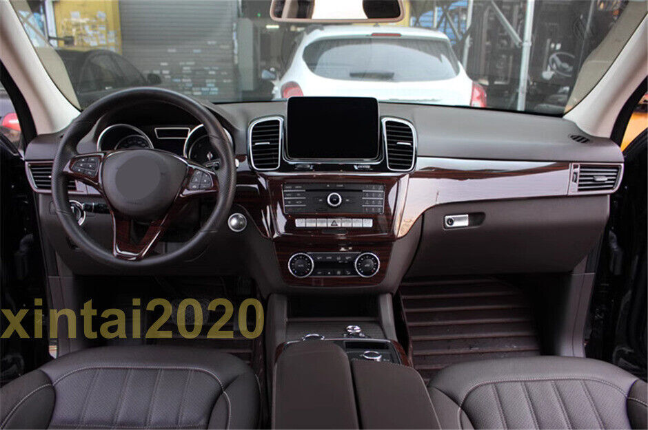 Red Wood Grain Full Interior Kit Cover Trim For Benz GLE W166 GLS X166 ...