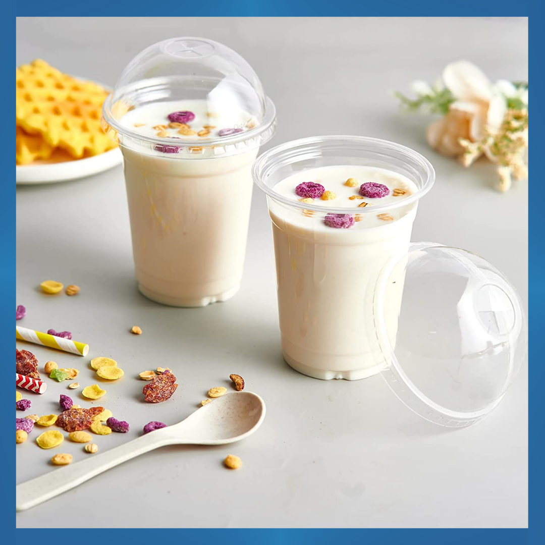 Disposable Plastic Smoothie Milkshake Cups + Lids 8oz 12oz 16oz 20oz ...