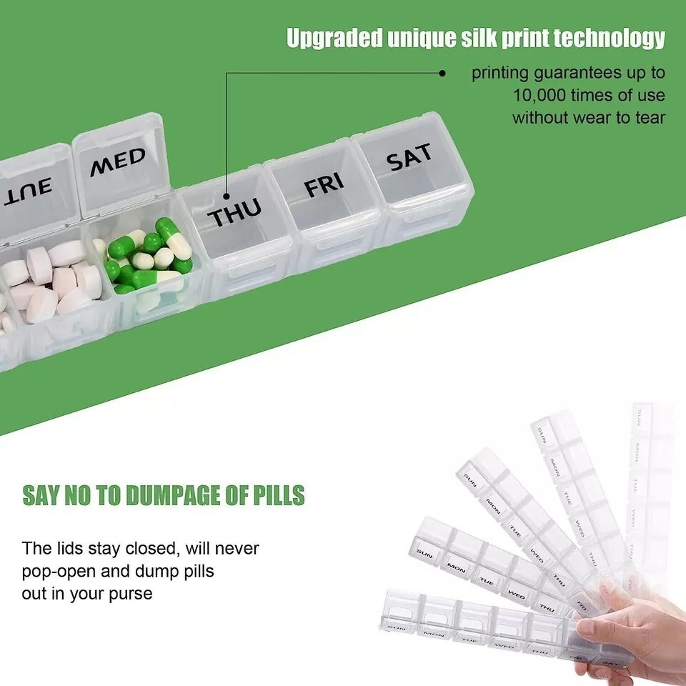 Extra Large Weekly Pill Box Organizer, 2 Pack, 7 Day Jumbo Pill Case | eBay
