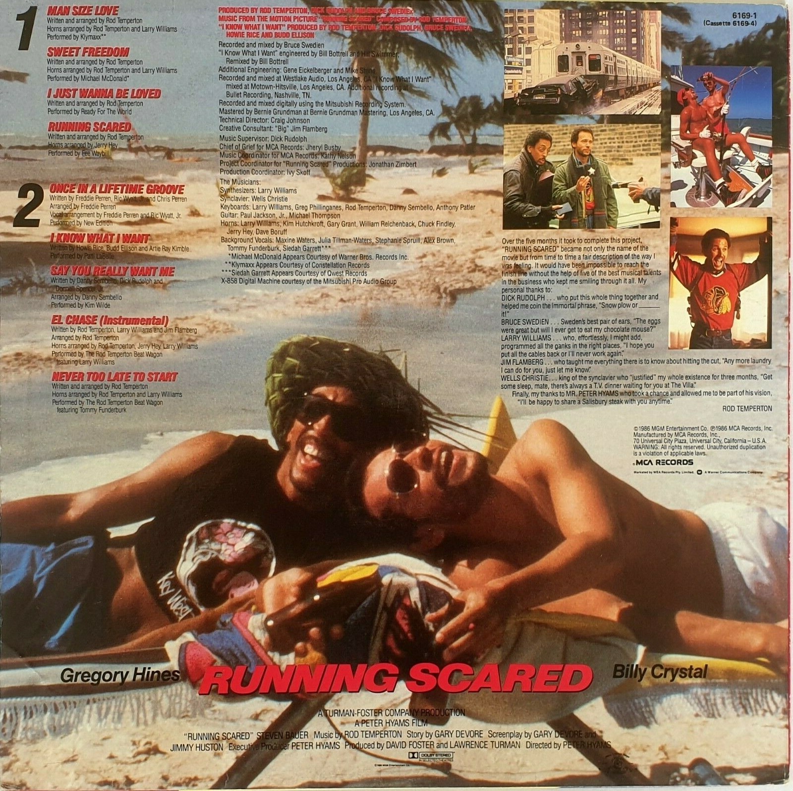 Running Scared Soundtrack Vinyl LP 1986 MCA Records Australia – 6169-1 ...