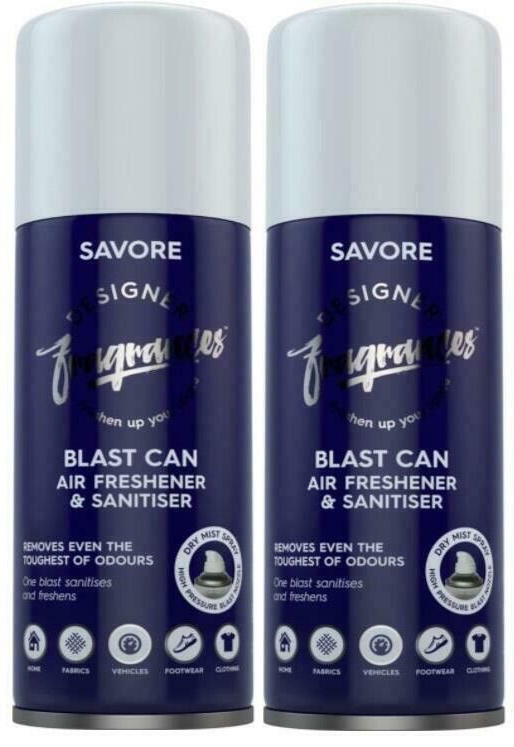 2 X Designer Fragrances Blast Spray Can SAVORE 300ml Car Home Air ...
