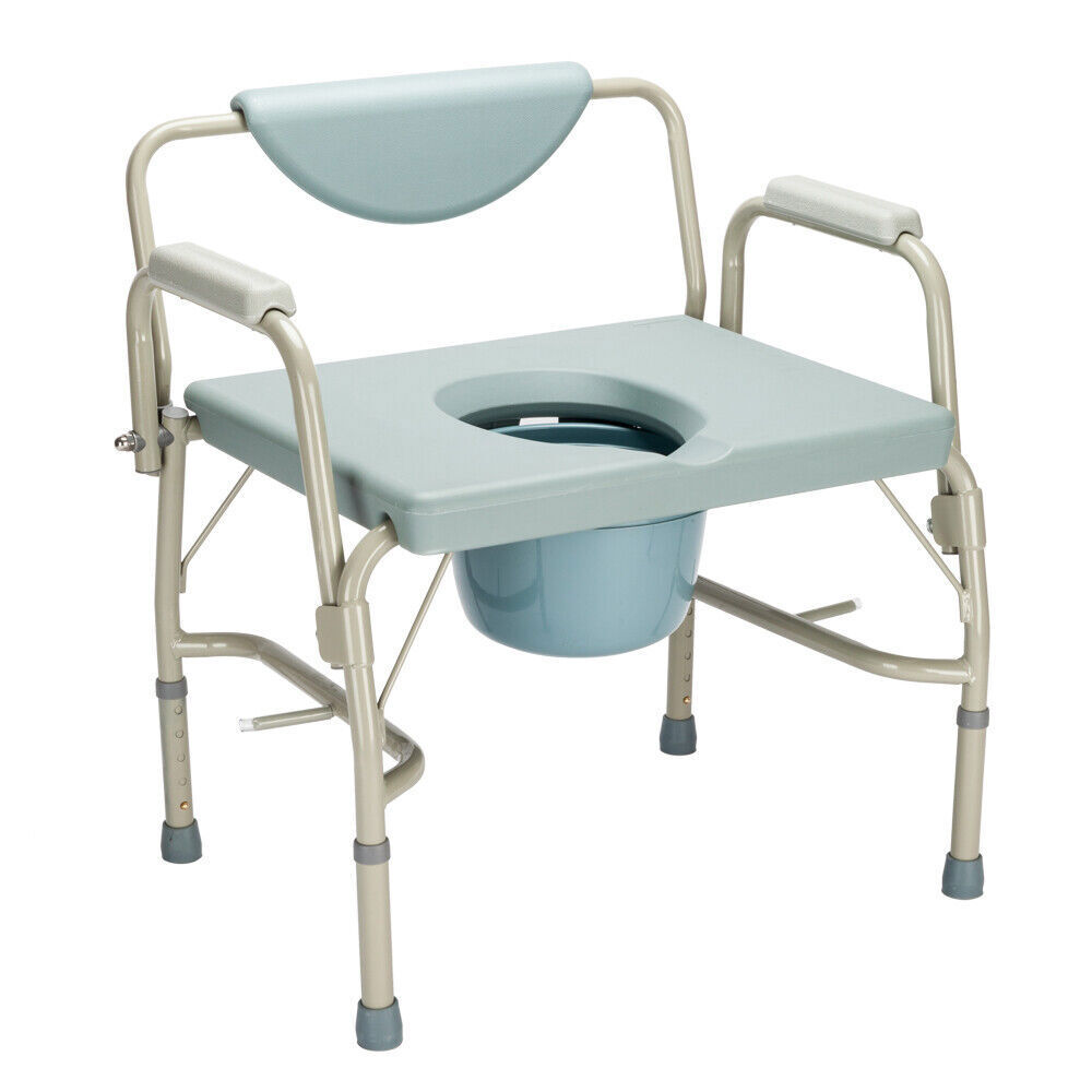 US Extra-wide Elderly Medical Bariatric Drop-Arm Commode Steel ...