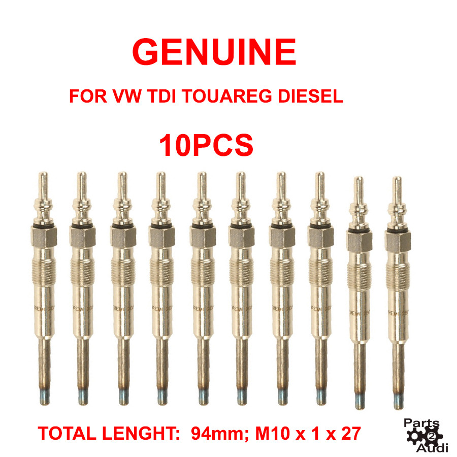 Genuine Engine Glow Plug Kit 10pc Glow Plugs For VW Touareg TDI Diesel ...