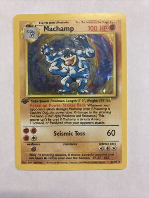 Machamp 8/102 1st Edition Holo Rare Base Set Pokemon Card - NM (Near ...