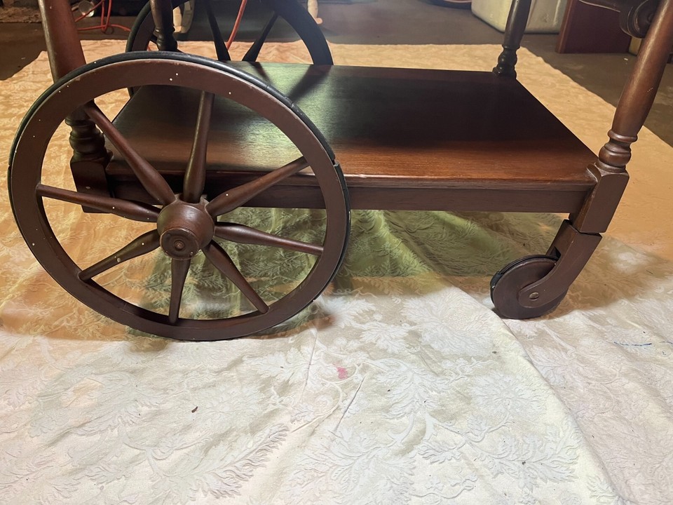 Vintage Mid Century Colonial Drop Leaf Butler Tea or Bar Serving Cart ...
