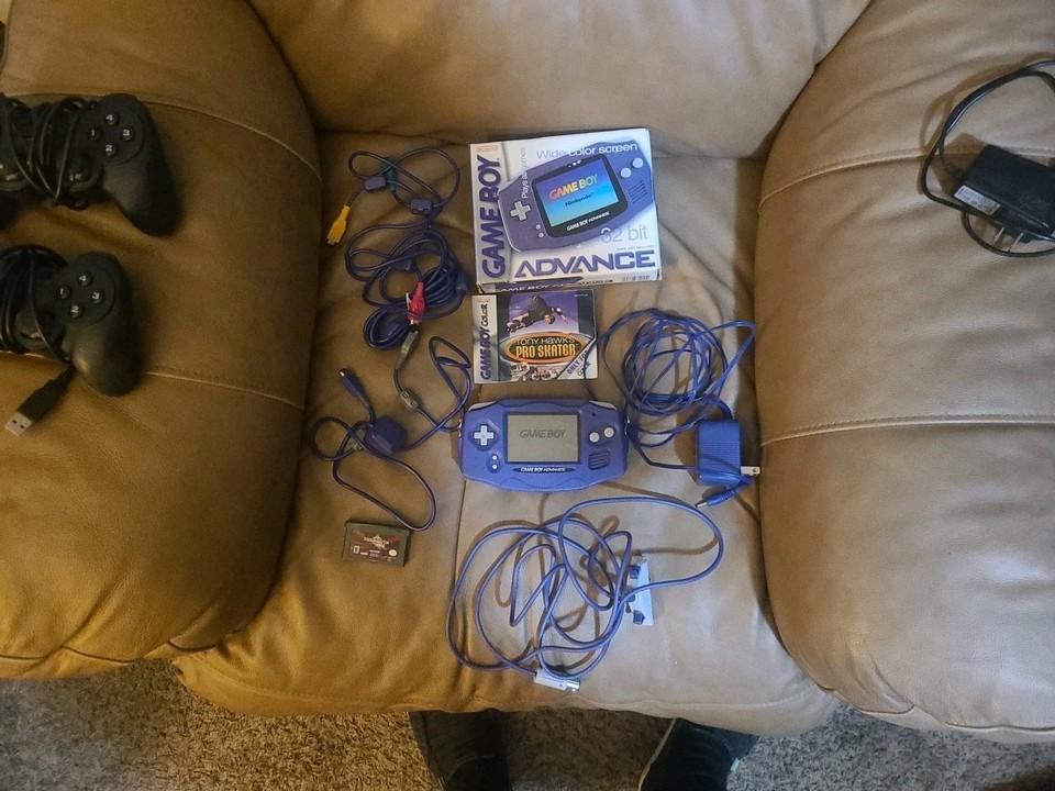 Nintendo GameBoy Advance GBA Console Indigo CIB w/ Cover, Box, Chords ...