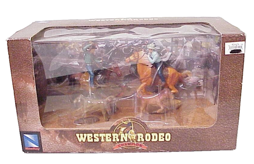 NEW-RAY TOYS WESTERN RODEO CHAMPION COWBOYS RIDING HORSE LASSO ROPING ...