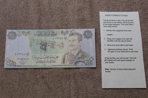 Original U.S. Military Issued "Iraqi Surrender" Leaflet with ...