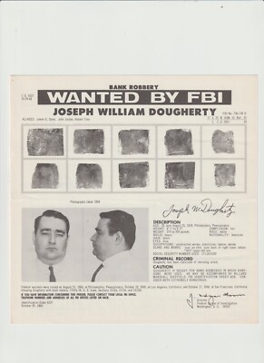 FBI WANTED POSTER JOSEPH WILLIAM DOUGHERTY -BANK ROBBERY | eBay