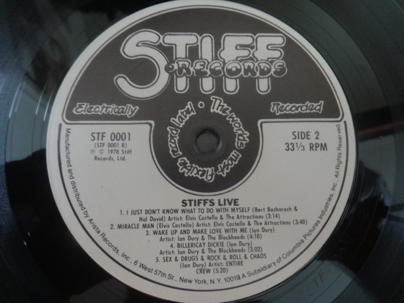 "Stiffs Live" LP (Elvis Costello,Ian Dury,Nick Lowe) promo in shrink ...