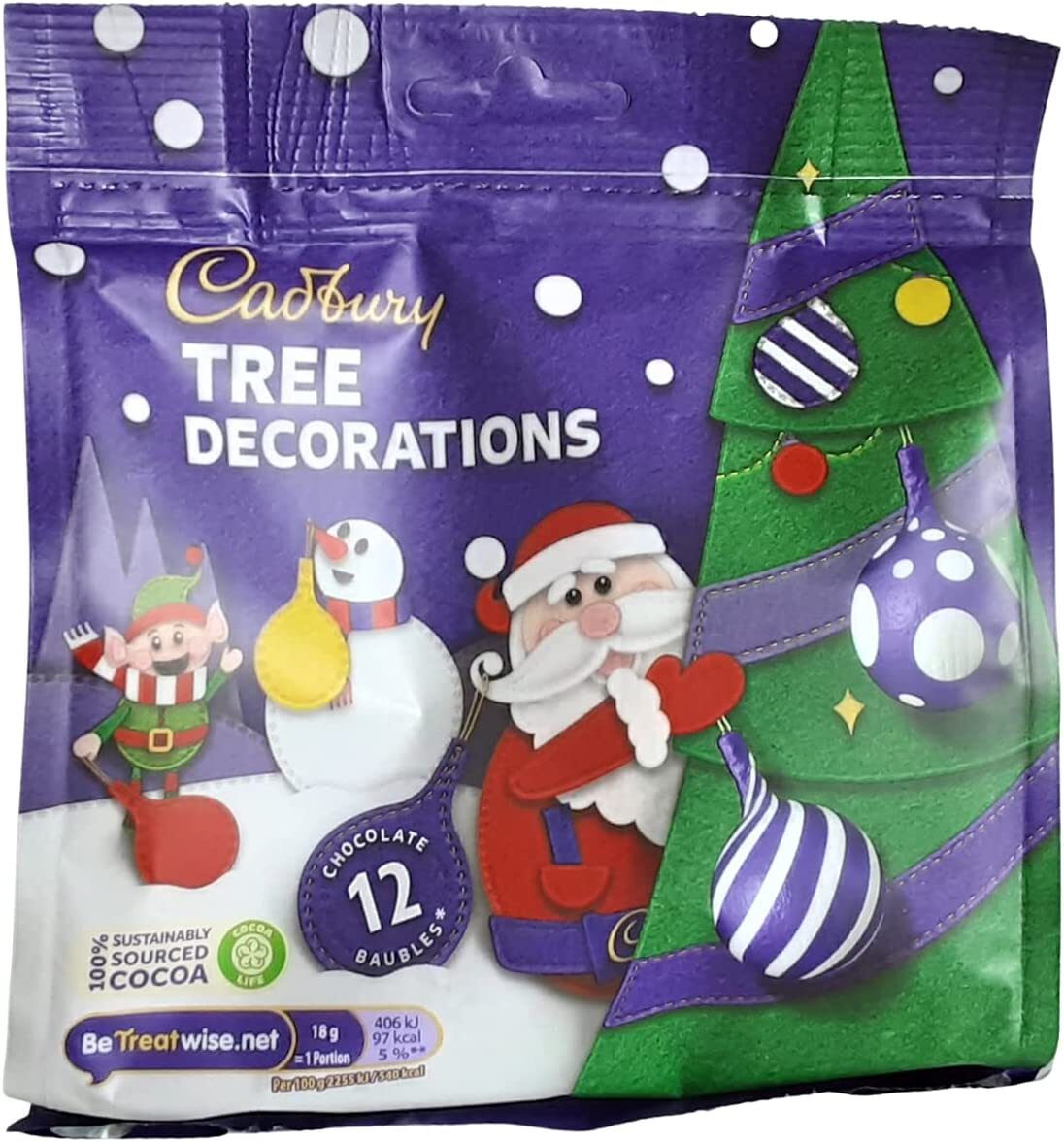 Cadbury Milk Chocolate Christmas Tree Baubles Decorations 72g (4 Pack ...