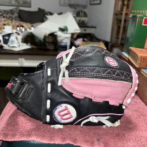 WILSON A440~FAST PITCH~RHT GLOVE~MITT~A440 10-PB MONSTA WEB~VG/C PINK ...