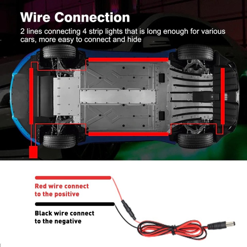 APP Remote RGB LED Strip Under Car Tube Underglow Underbody System Neon ...