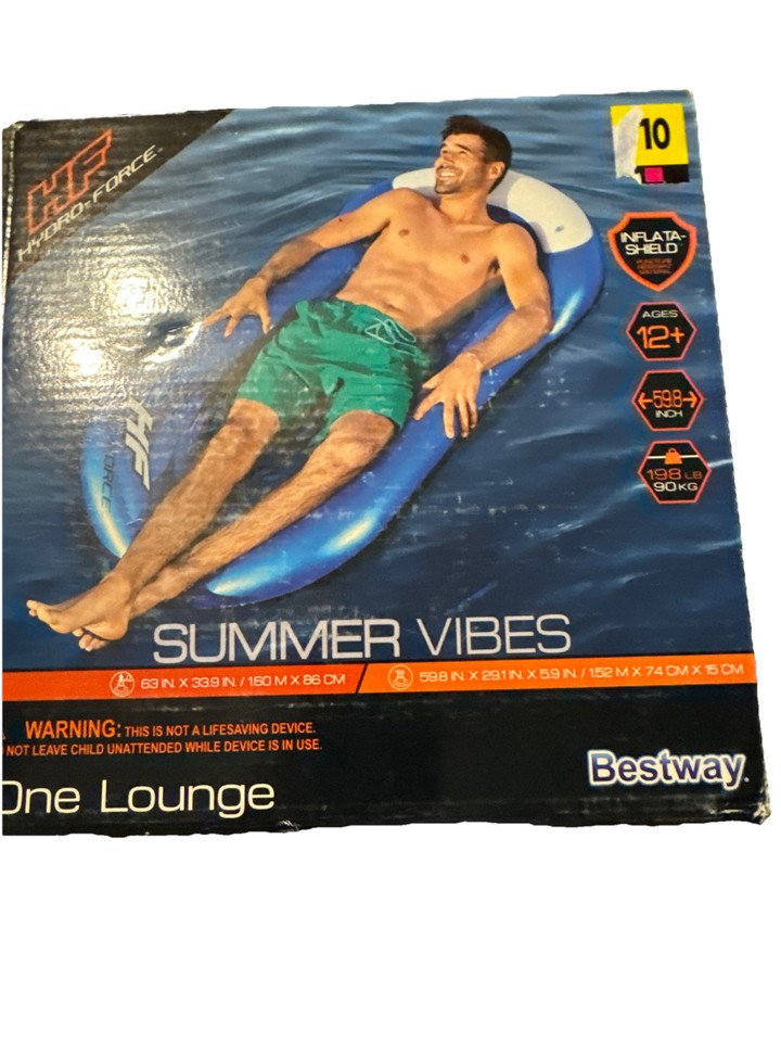 Bestway Hydro-Force Summer Vibes Lounge Pool Float 59.8" Blue 12+ Years ...